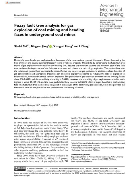 Pdf Fuzzy Fault Tree Analysis For Gas Explosion Of Coal Mining And Heading Faces In