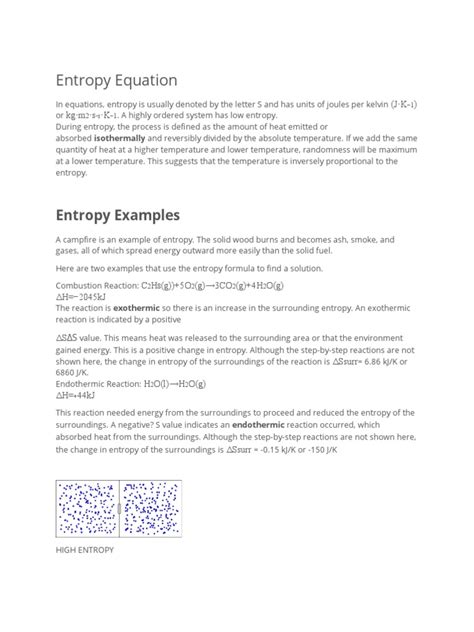 Entropy Examples And Equations Pdf Entropy Chemistry