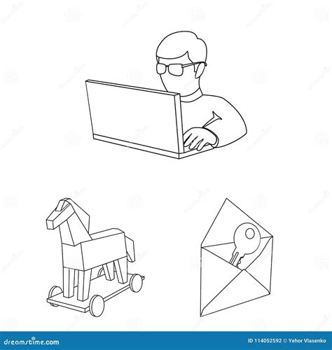 Hacker And Hacking Outline Icons In Set Collection For Design Hacker