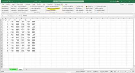 Process Capability Data Set Qi Macros Isometric Consulting