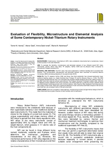 Pdf Evaluation Of Flexibility Microstructure And Elemental Analysis