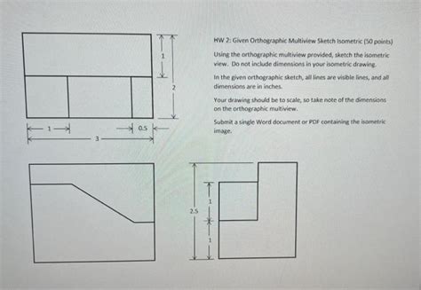 solved hw 2 given orthographic multiview sketch isometric