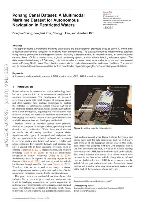 Pohang Canal Dataset A Multimodal Maritime Dataset For Autonomous Navigation In Restricted