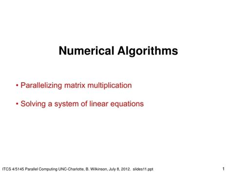 Ppt Efficient Parallel Algorithms For Matrix Operations Powerpoint