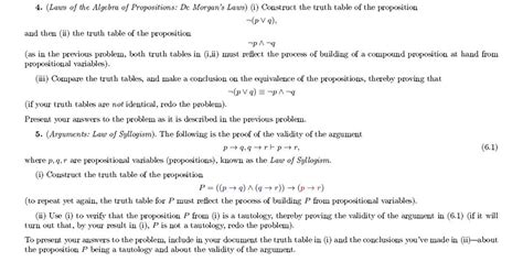 Solved 4 Laws Of The Algebra Of Propositions De Morgans