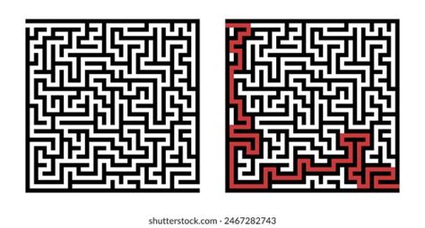 Labyrinth Game Way Square Maze Simple Stock Vector Royalty Free 2467282743 Shutterstock