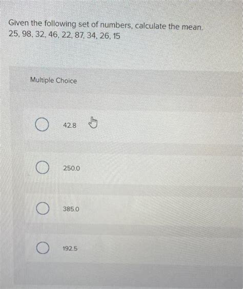 Solved Given The Following Set Of Numbers Calculate The Chegg Com