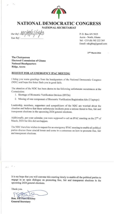 NDC Demands Emergency IPAC Meeting Over Biometric Verification Devices Abcnewsgh