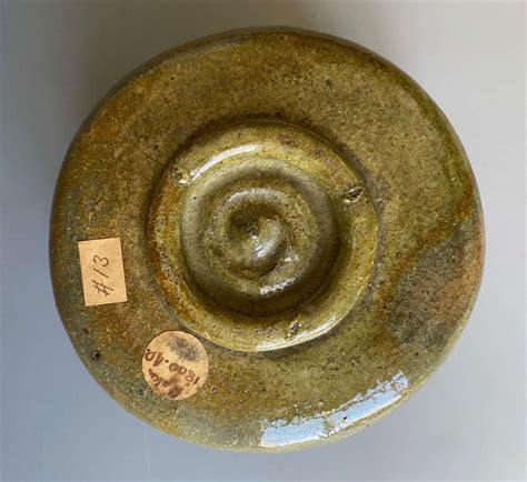 Japanese Antique Chawan With Yellow Green Glaze Zentner Collection
