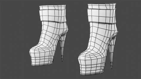 Artstation Female Ankle Boots Game Assets