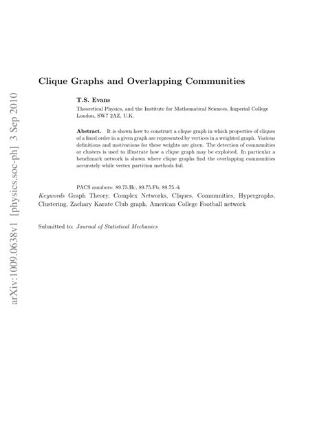 Pdf Clique Graphs And Overlapping Communities