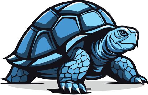 Powerful And Detailed Illustration Of A Blue Turtle In A Stylized