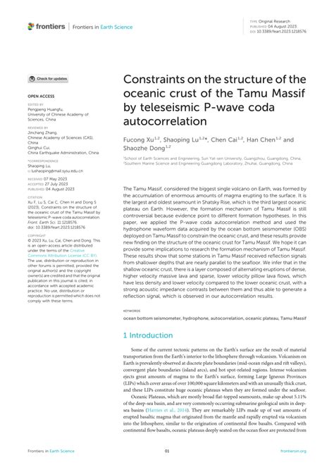 Pdf Constraints On The Structure Of The Oceanic Crust Of The Tamu