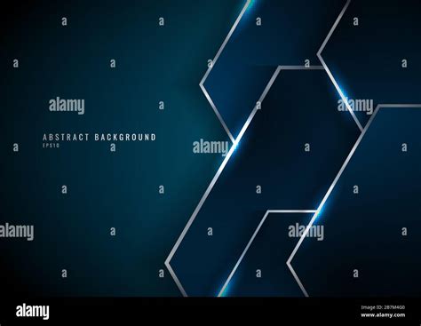 Abstract Blue Geometric Overlapping Layer With Lighting On Dark
