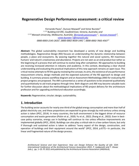 Pdf Regenerative Design Performance Assessment A Critical Review