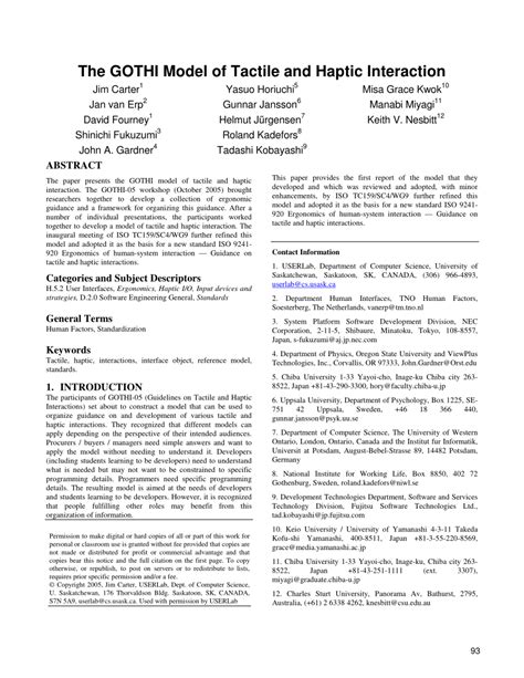 Pdf The Gothi Model Of Tactile And Haptic Interaction