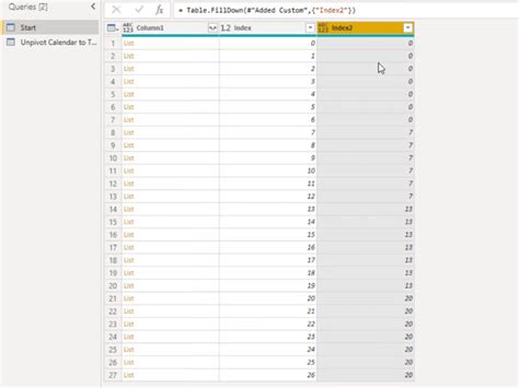 turning calendar type layout into tabular format in power bi using
