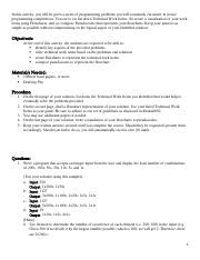 Problem Solving Laboratory Docx In This Activity You Will Be Given A Series Of Programming