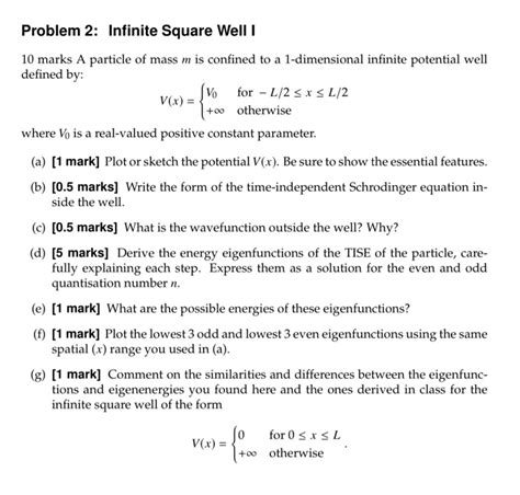 Solved Problem Infinite Square Well I Marks A Particle Chegg