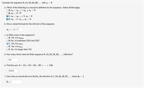 Solved Aa Consider The Sequence 9 14 19 24 29