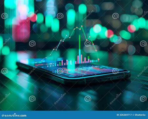 Digital Graph On A Smartphone With A Focus On Green Technology Advancements Crisp And Clear