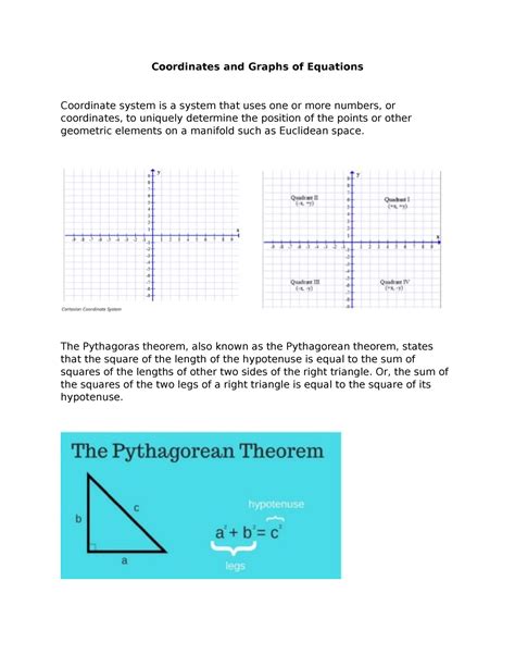 Coordinates And Graphs Of Equations Coordinates And Graphs Of