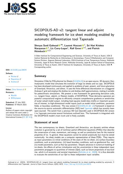 Pdf Sicopolis Ad V2 Tangent Linear And Adjoint Modeling Framework For Ice Sheet Modeling