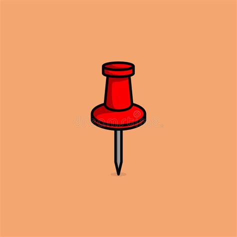 Red Cartoonish Thumbtack Pin Stock Vector Illustration Of Pinned