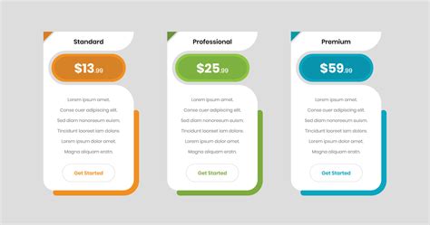 Minimal Pricing Comparison Chart Web Ui Template Design 23329840 Vector