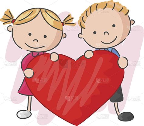 卡通片中的情侣们相爱了素材 花瓣网