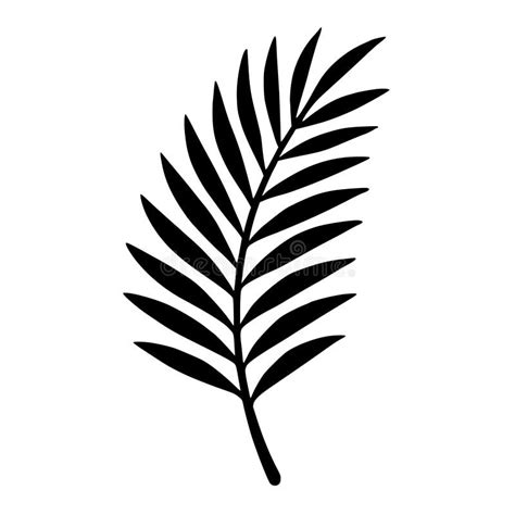 Single Detailed Palm Frond Silhouette Icon Tropical Leaf Botany Vector