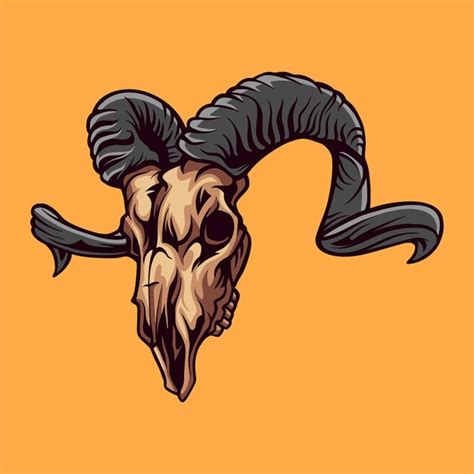 Premium Vector Goat Head Skull Vector Illustration