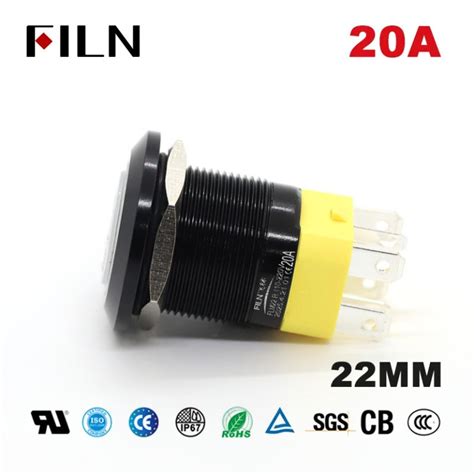 22mm High Current Push Button Switch With Ip68 Waterproof Rating