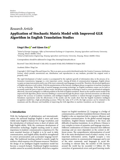pdf application of stochastic matrix model with improved glr