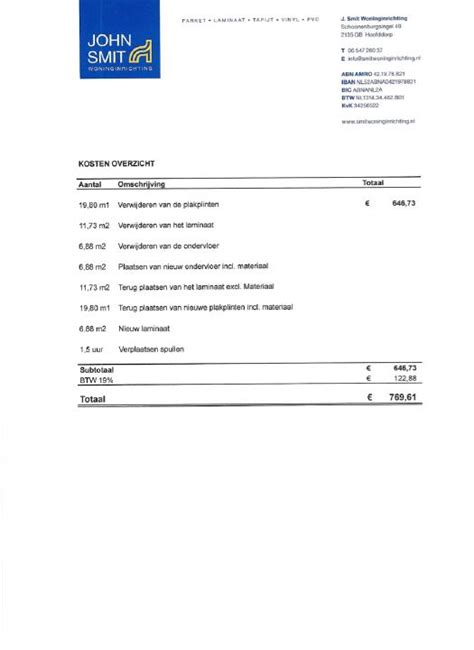 Opmaken Schaderapport Smit Woninginrichting