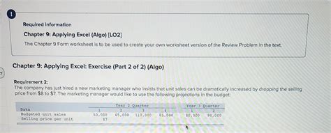 Solved Chapter 9 Applying Excel Excel Worksheet Part 1 Of
