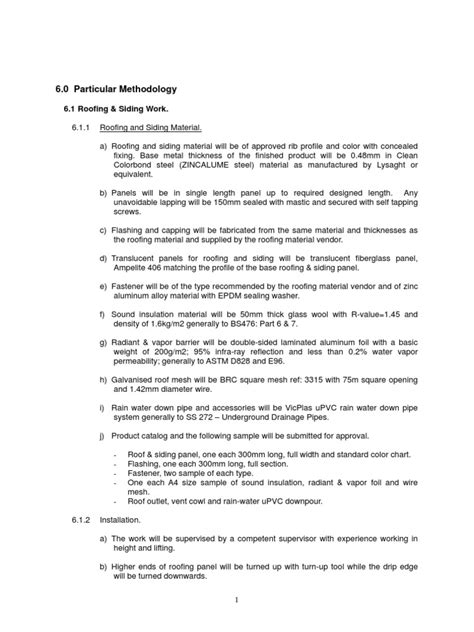 Method Statement For Roofing And Siding Pdf Roof Pipe Fluid