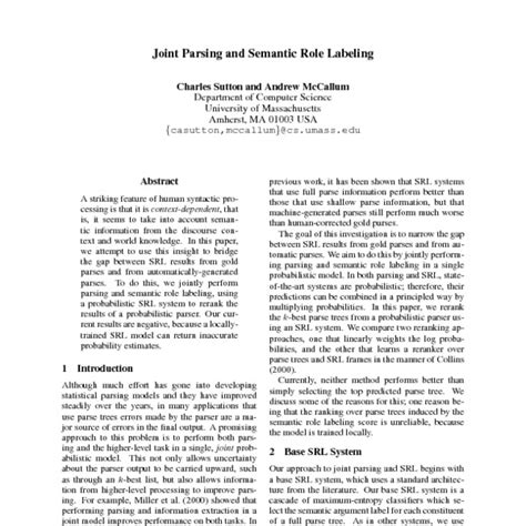 Joint Parsing And Semantic Role Labeling Acl Anthology