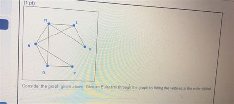 Solved 1 Pt Consider The Graph Given Above Give An Euler