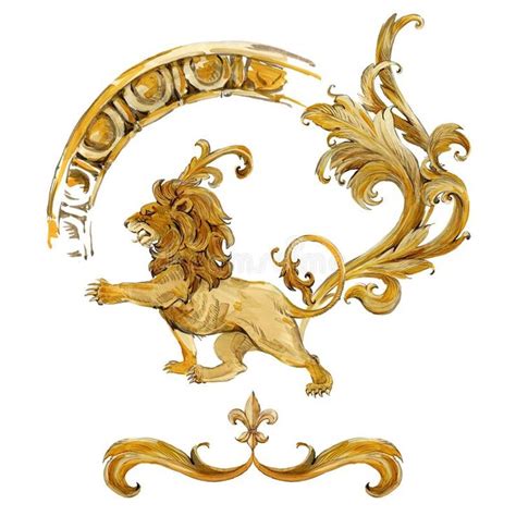 элементы золотого дамаска иллюстрация роскоши золотого барокко Иллюстрация штока иллюстрации