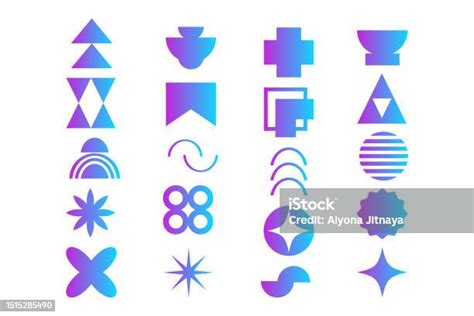 기하학적 그라데이션 모양 현대 현대 트렌디한 요소 배경에 격리된 기본 형태 미래 지향적인 인물 최소한의 추상화를 설정합니다 벡터