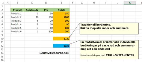 Matrisformler Excelbrevet