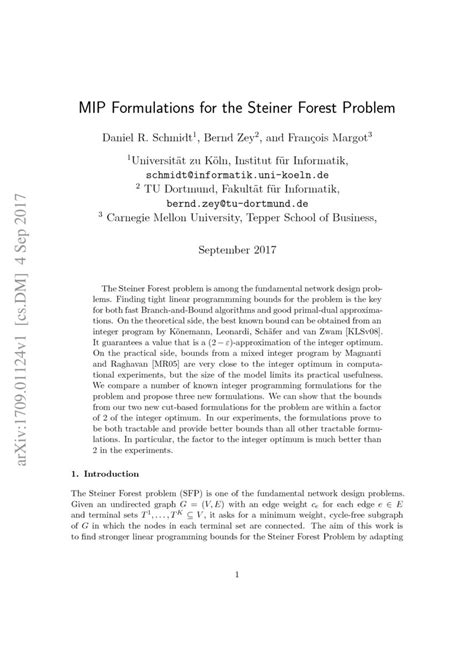 Mip Formulations For The Steiner Forest Problem Deepai