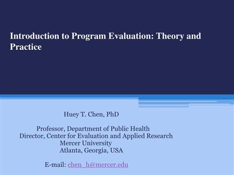 Ppt Introduction To Program Evaluation Theory And Practice
