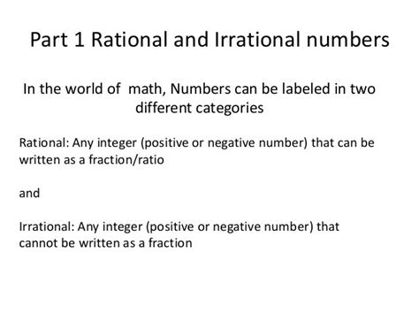 Ns1 Rational And Irrational Numbers
