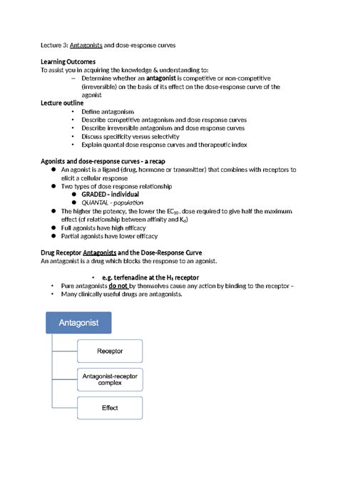 Lecture 3 Antagonists And Dose Response Curves Lecture 3 Antagonists And Dose Response