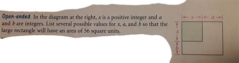 solved open ended in the diagram at the right x is a positive integer and a and b are integers