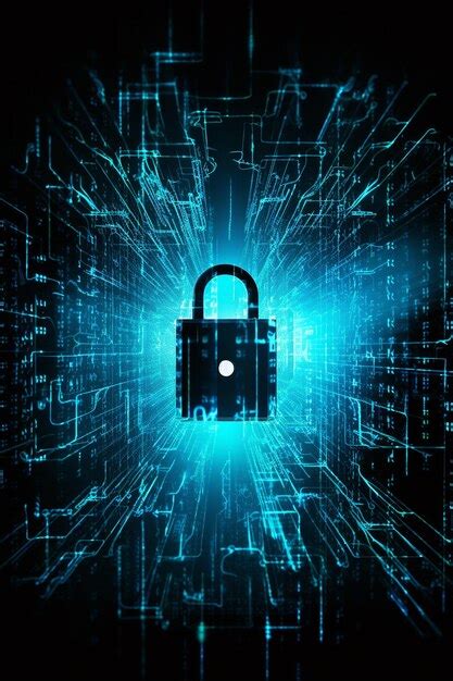 Premium Ai Image Cyber Security Lock Blue Abstract Digital Binary Code Background Generative Ai