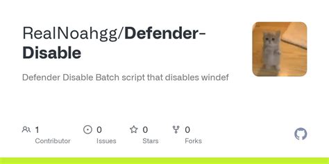 Github Realnoahggdefender Disable Defender Disable Batch Script
