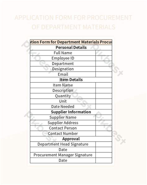 How To Fill Out The Procurement Department S Application Form Excel
